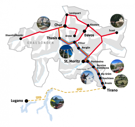 Bernina Express Route Map 02 – 坐火車去旅行 GoByTrain